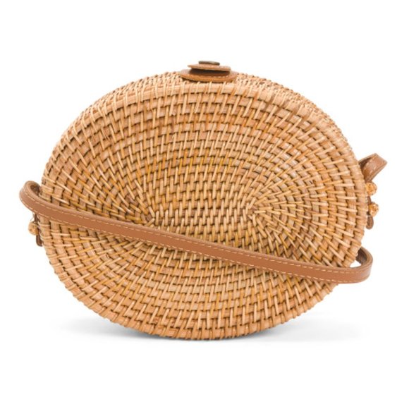 Bags | Nwt Oval Rattan Crossbody Bag | Poshmark
